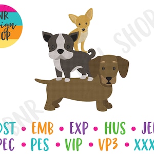 Dog Embroidery Design, 2 Sizes, Animal Stack Embroidery, Machine ...