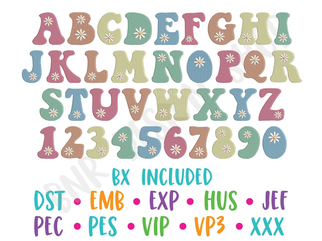 Retro Embroidery Font BX Fonts for Machine Embroidery, Retro Font for ...