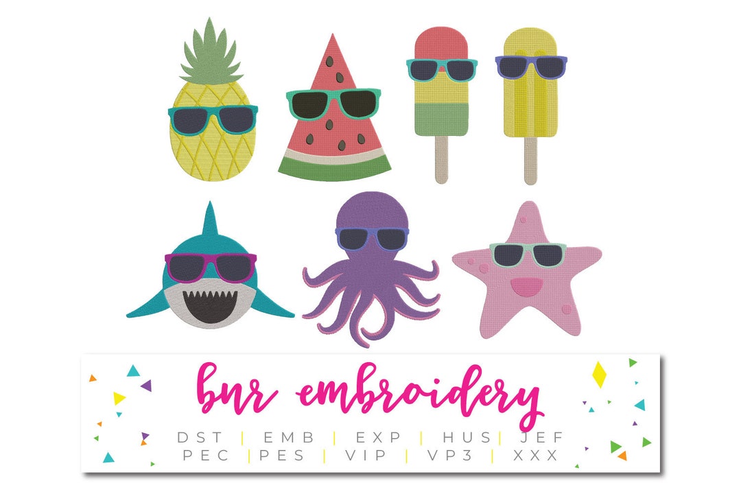 Summer Machine Embroidery Bundle, Embroidery Design, Embroidery Pattern ...