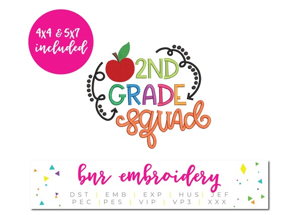 Teacher Embroidery Design Back to School Embroidery 2nd - Etsy