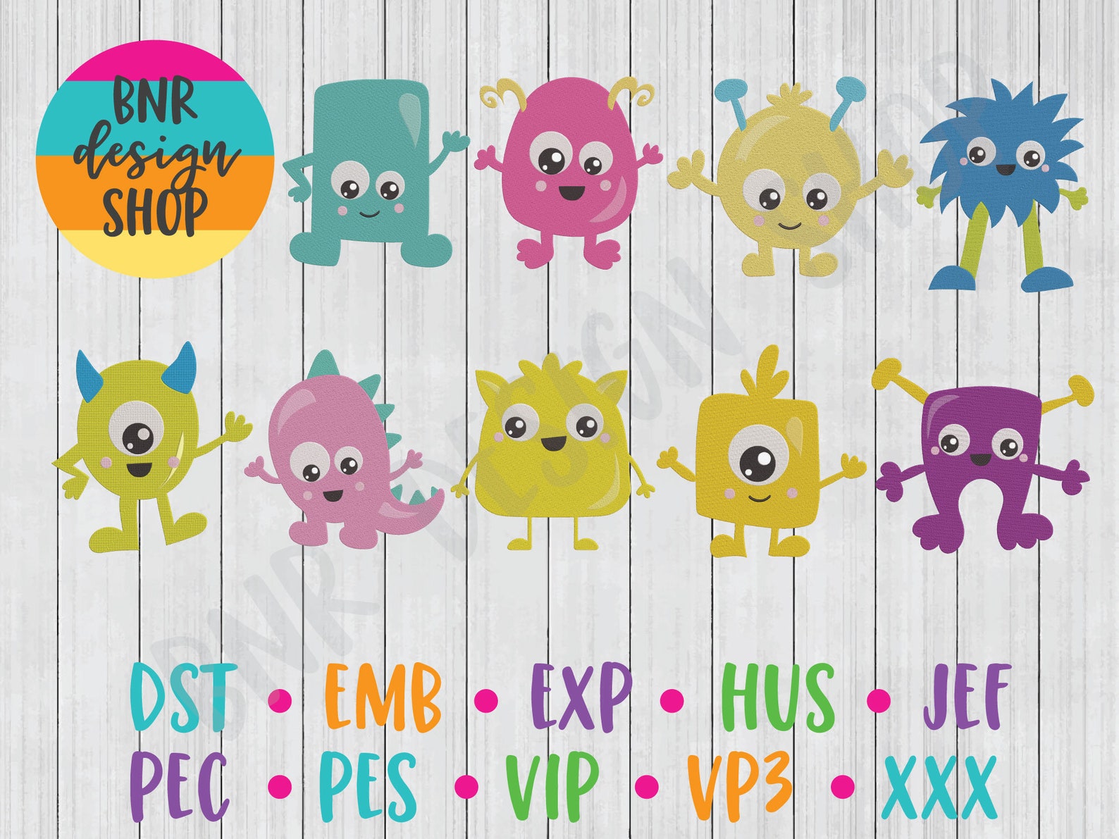Monster Embroidery Bundle, 9 Designs, Kids Machine Embroidery Design ...