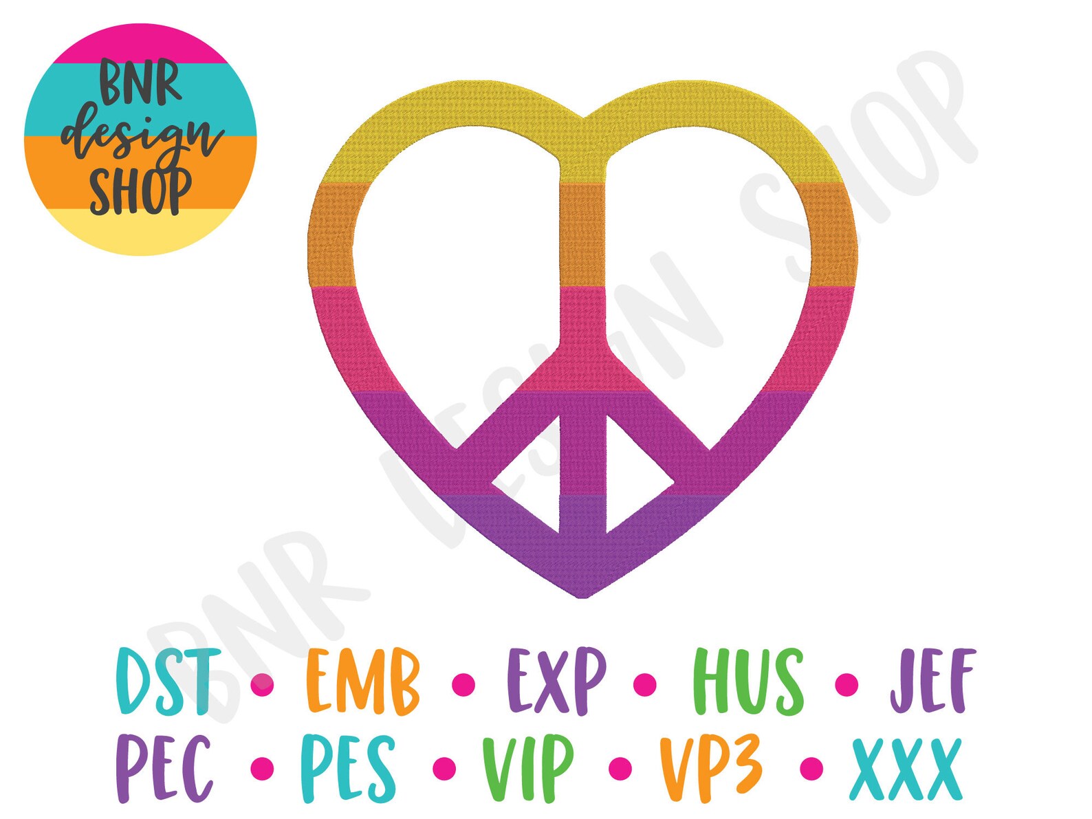 Peace Sign Machine Embroidery Design 2 Sizes Peace Etsy