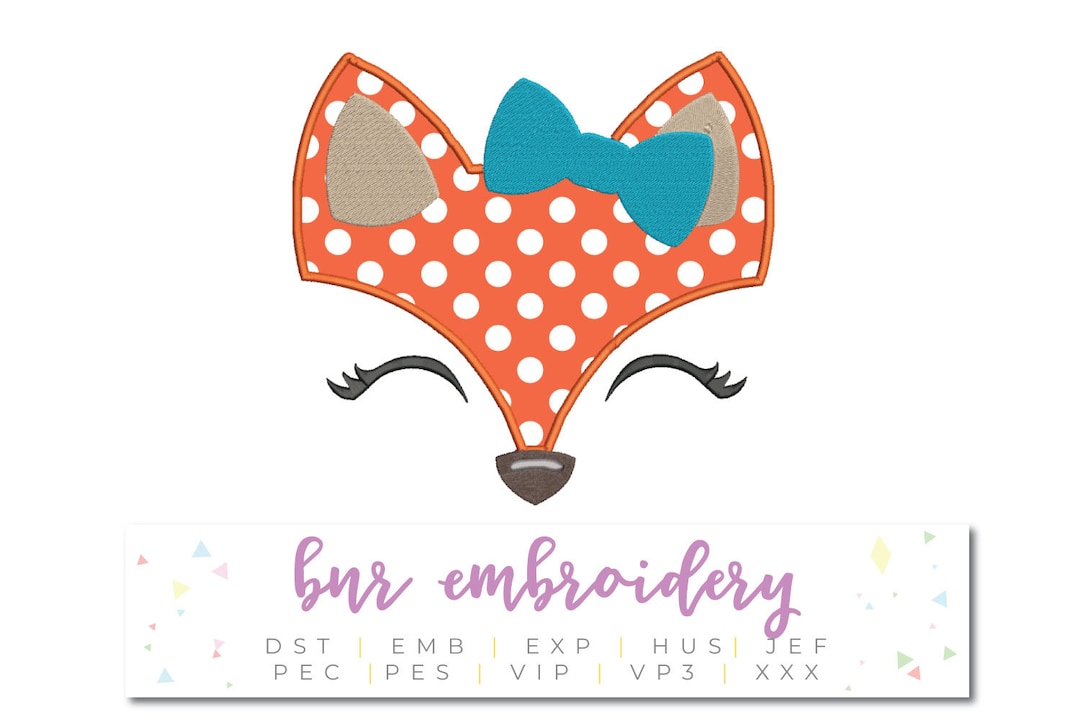 Fox Applique Embroidery, Animal Embroidery Design, Embroidery Pattern ...