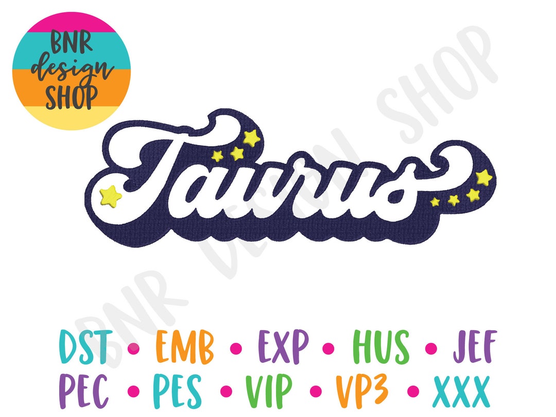 Taurus Embroidery Design, Zodiac Sign Embroidery Designs for Hats ...