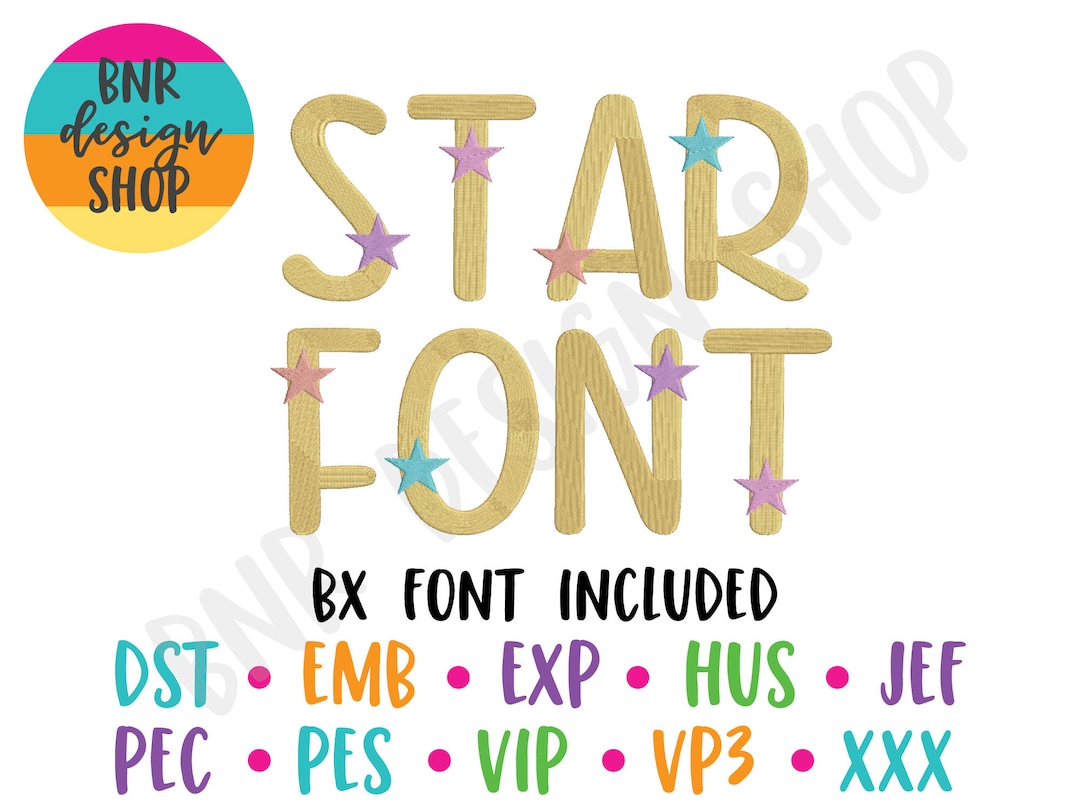 Star Embroidery Font BX, Star Embroidery Design, BX Embroidery Fonts ...