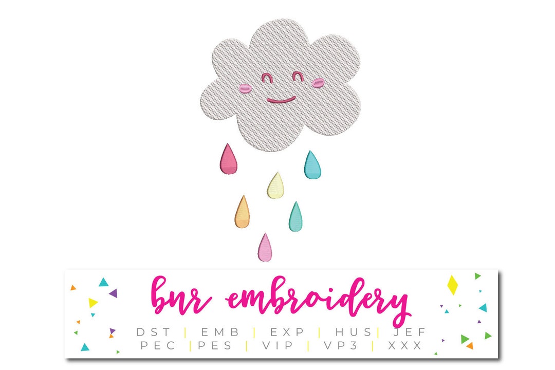 Cloud Embroidery Design, Happy Embroidery, Embroidery Design ...