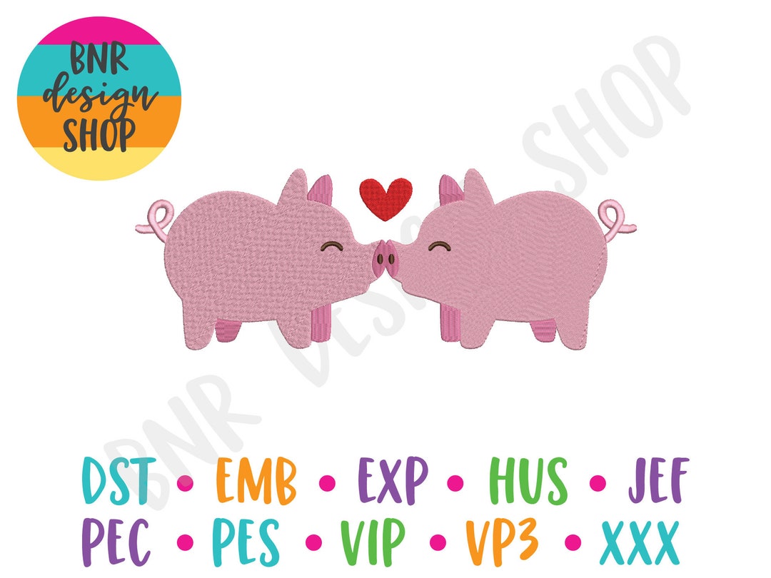 Pig Embroidery Design, 3 Sizes, Pet Embroidery, Animal Machine ...
