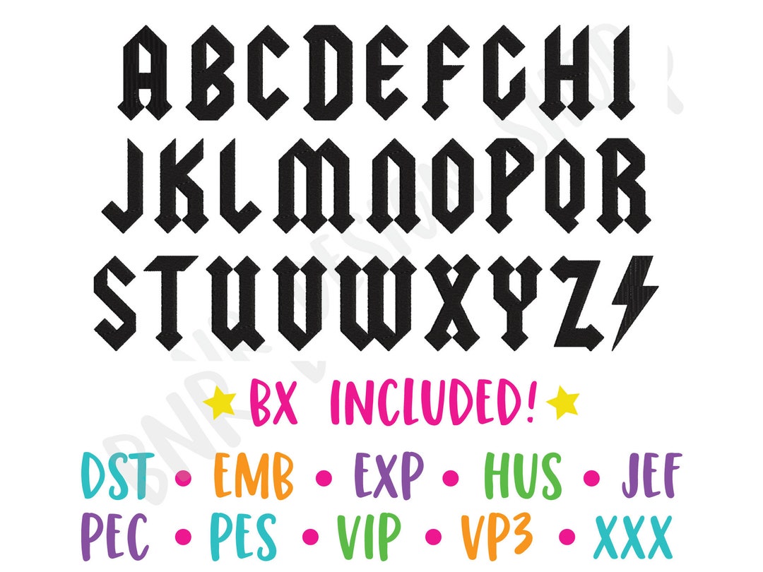 Rock and Roll Embroidery Font | Rocker BX, PES, DST Alphabet for ...