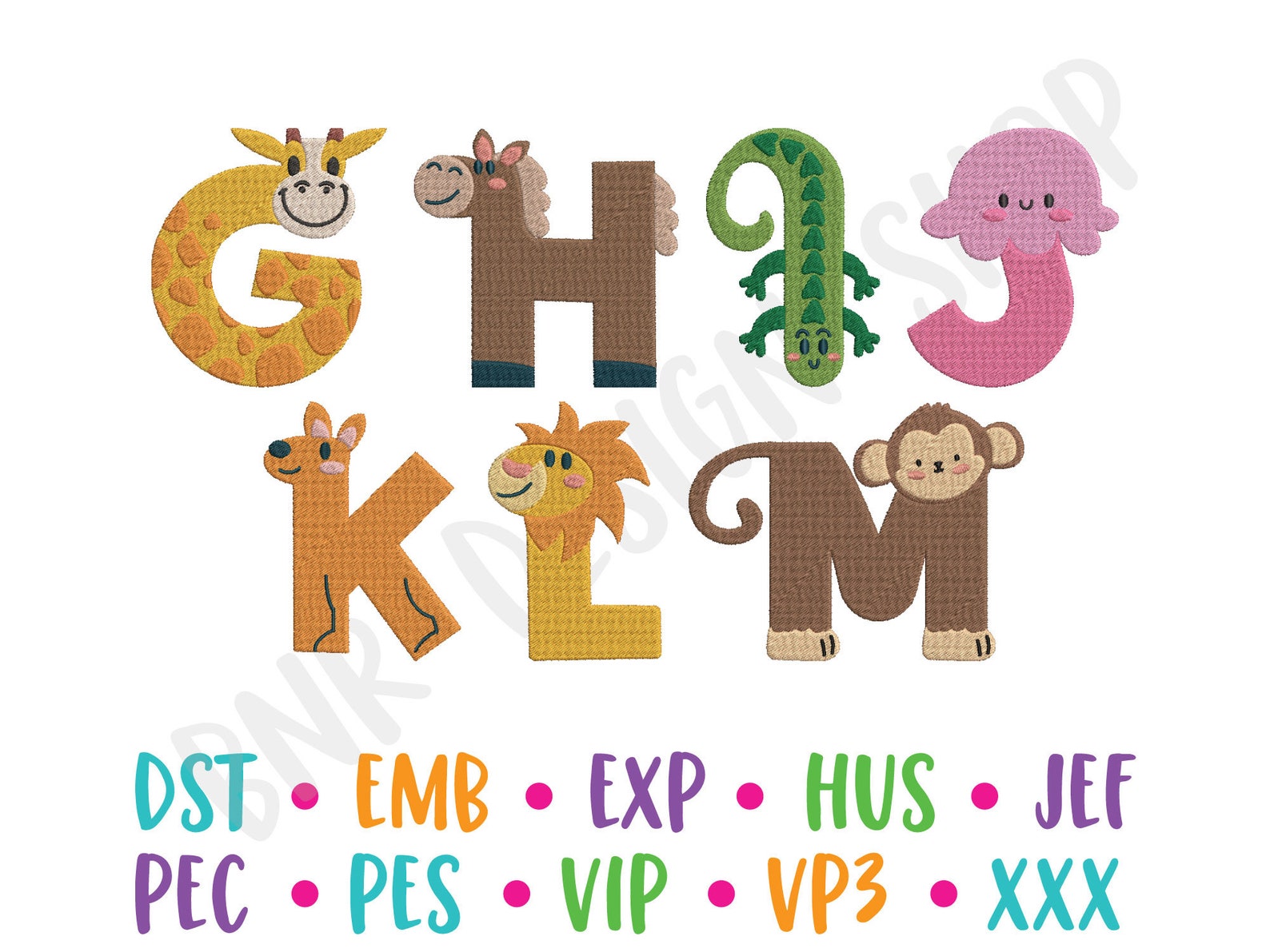 Animal Alphabet Machine Embroidery Design Bundle | Cute A-Z Animal ...