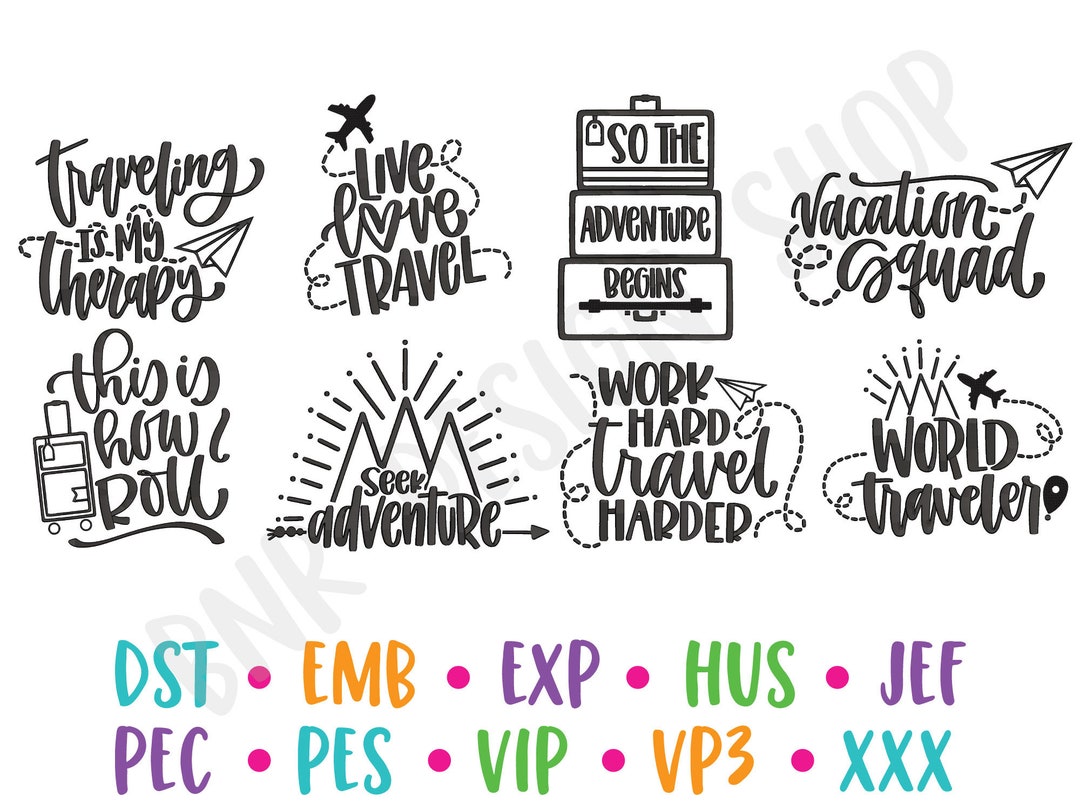 Travel Embroidery Bundle, 8 Designs, Vacation Embroidery, Machine ...