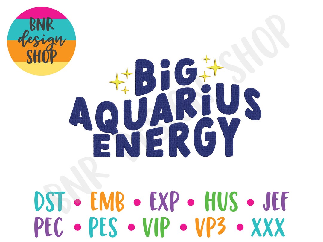 Aquarius Embroidery Design, 3 Sizes, Horoscope Embroidery, Machine ...