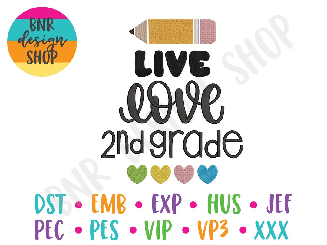 Teacher Embroidery Design, Back to School Embroidery Design, 2nd Grade ...