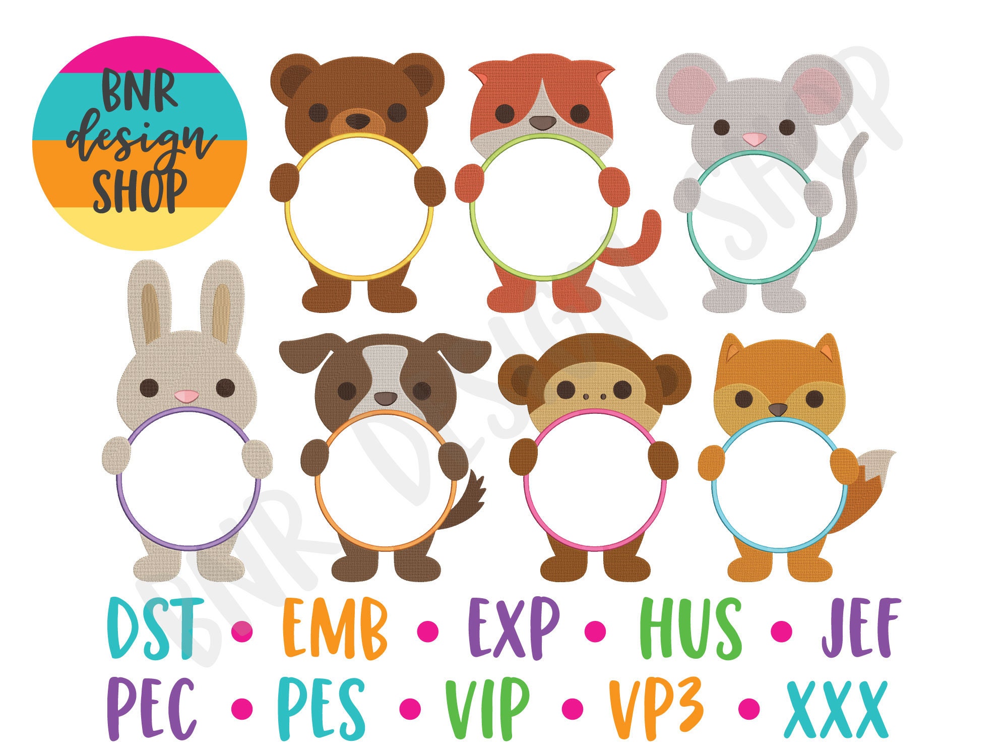 Animal Monogram Embroidery 7 Designs Monogram Machine | Etsy