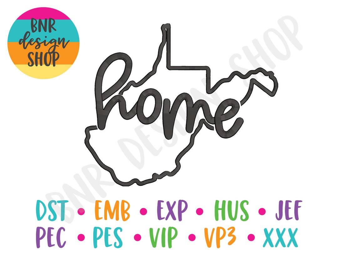 West Virginia Embroidery Design, 3 Sizes, Home Embroidery, Embroidery ...