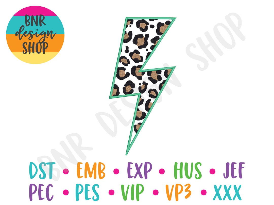 Lightning Embroidery Design, 3 Sizes, Leopard Embroidery, Embroidery ...