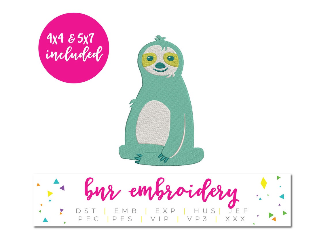 Sloth Embroidery Design, Animal Embroidery Design, Embroidery Pattern ...