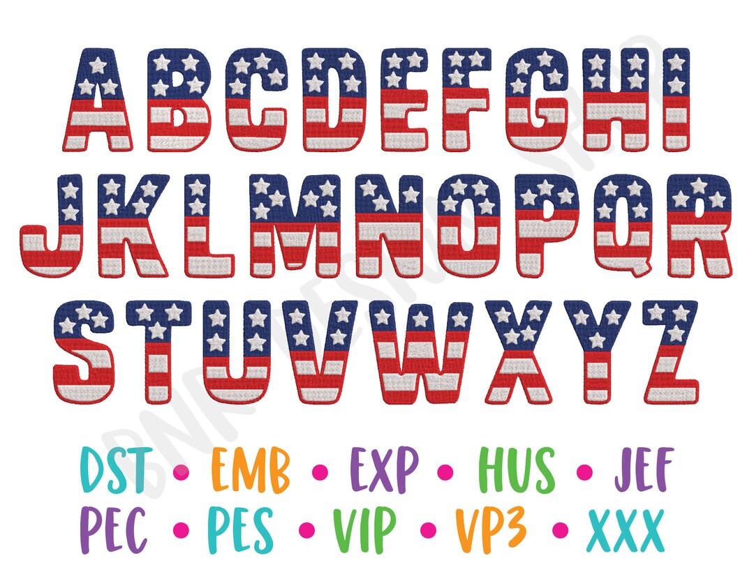 Embroidery Fonts, Embroidery for 4th of July Embroidery Designs, BX ...