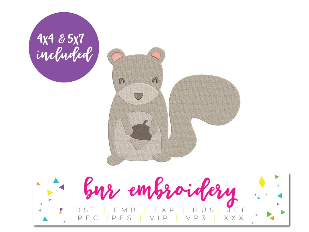 Squirrel Machine Embroidery Design, Woodland Embroidery Design ...