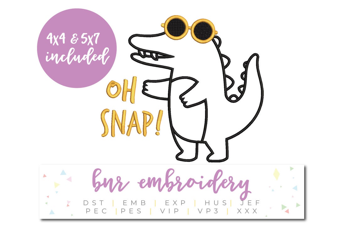 Alligator Embroidery Design, Animal Embroidery Design, Funny Embroidery ...