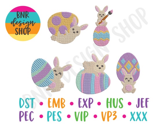Easter Bunny Embroidery Design 5 Designs Easter Egg - Etsy