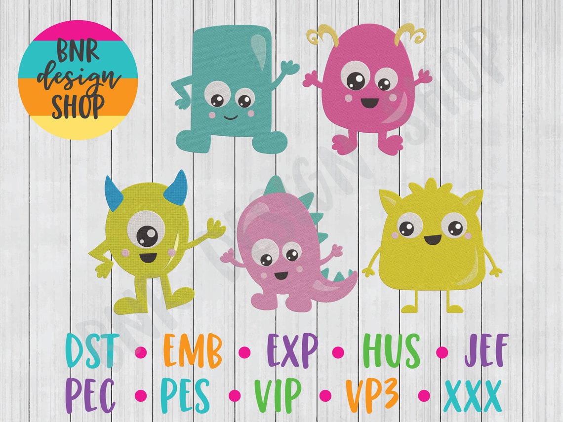 Monster Embroidery Bundle, 9 Designs, Kids Machine Embroidery Design ...