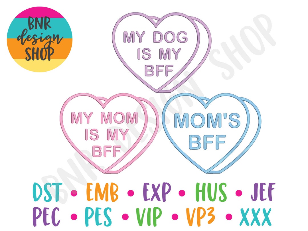 Dog Mom Embroidery Designs Dog, Candy Heart Embroidery File for ...
