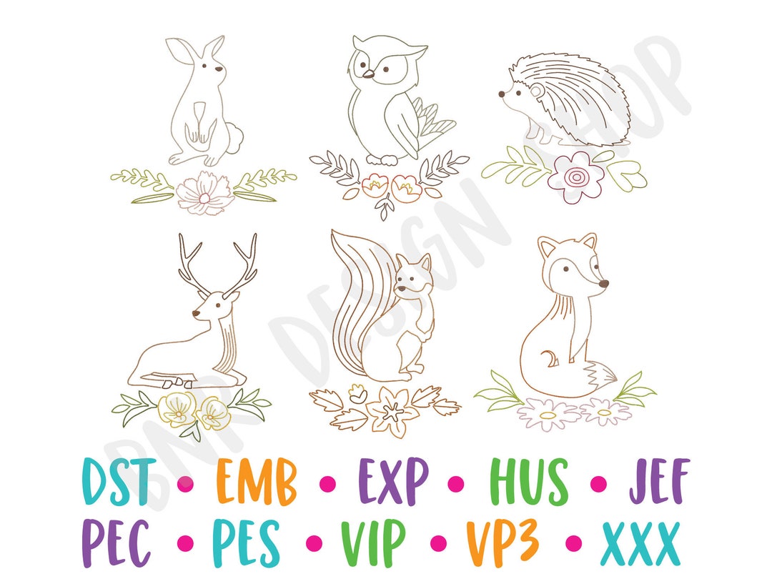 Woodland Animal Embroidery Bundle, 6 Designs, Animal Machine Embroidery ...