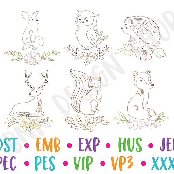 Woodland Animals Embroidery Designs - Etsy