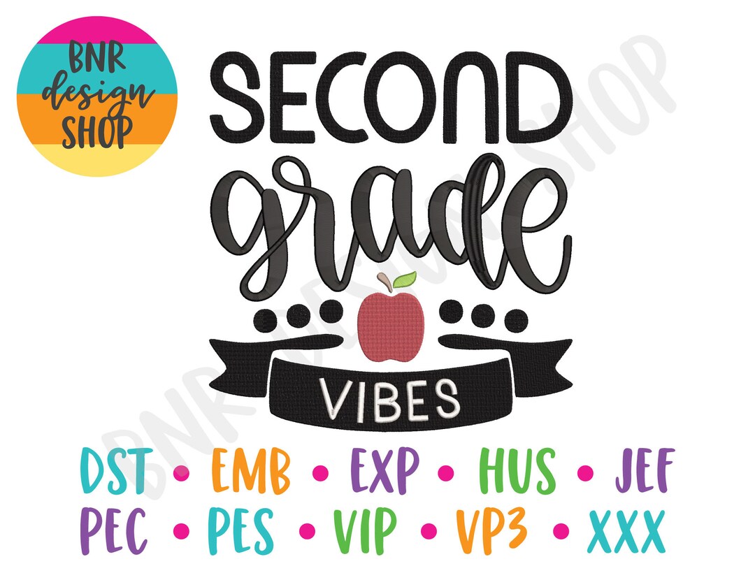 Back to School Embroidery Design, Teacher Embroidery Design, Second ...
