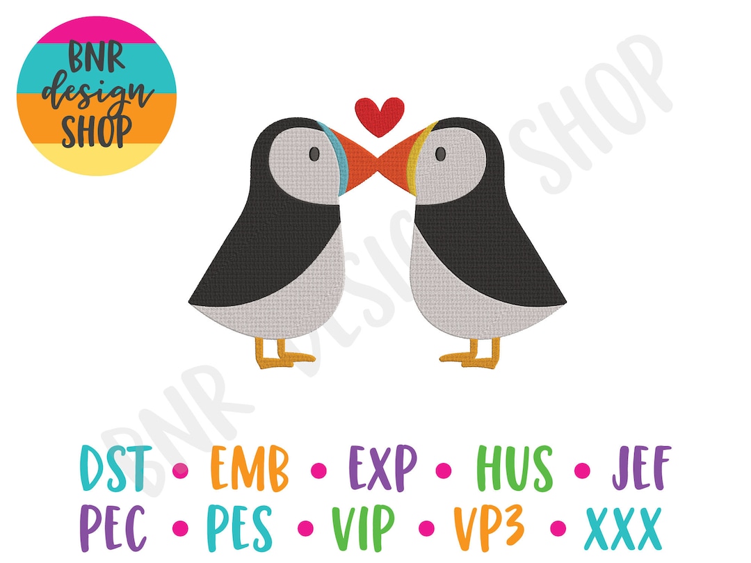 Puffin Embroidery Design, 3 Sizes, Penguin Embroidery, Animal Machine ...