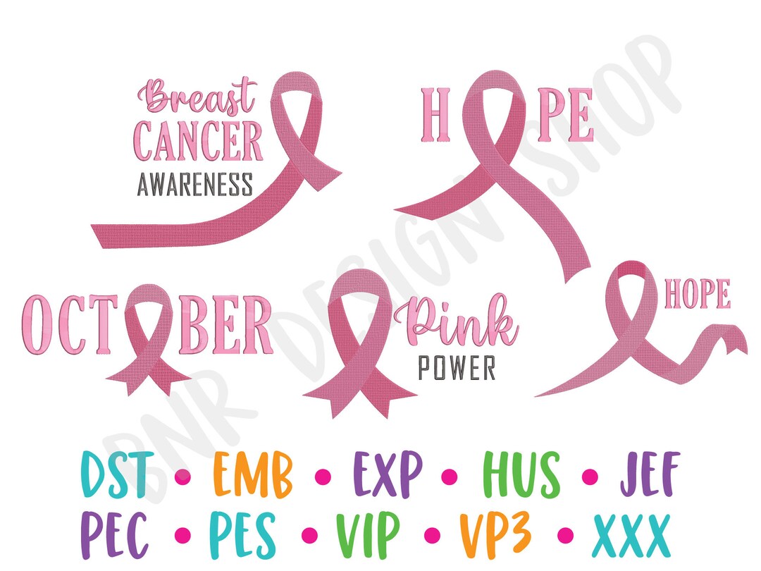 Breast Cancer Embroidery Design, Cancer Ribbon Embroidery File PES ...