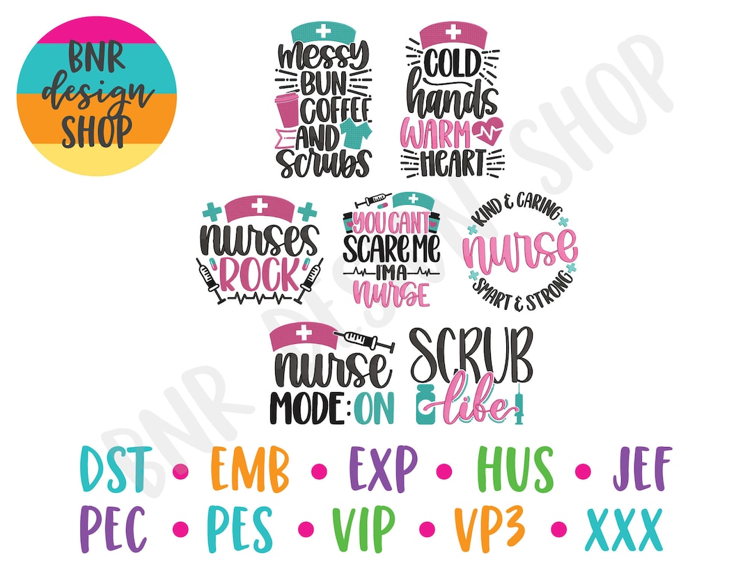 Nurse Embroidery Designs for Nurse, Registered Nurse Embroidery Design ...