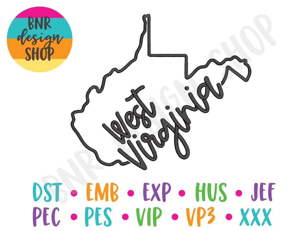 West Virginia Embroidery Design, 3 Sizes, Home Embroidery, Embroidery ...