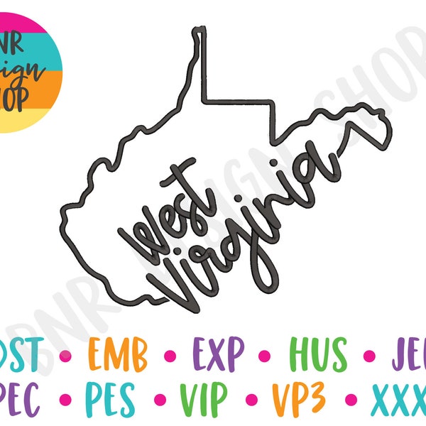 West Virginia Embroidery Design - Etsy