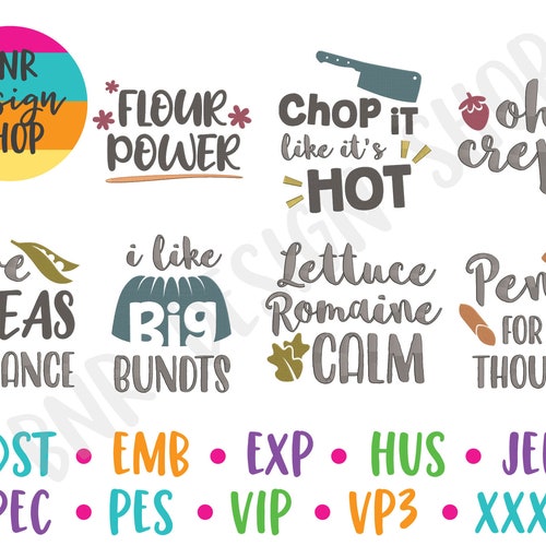 Kitchen Scrolls Embroidery Design Set Instant Download - Etsy