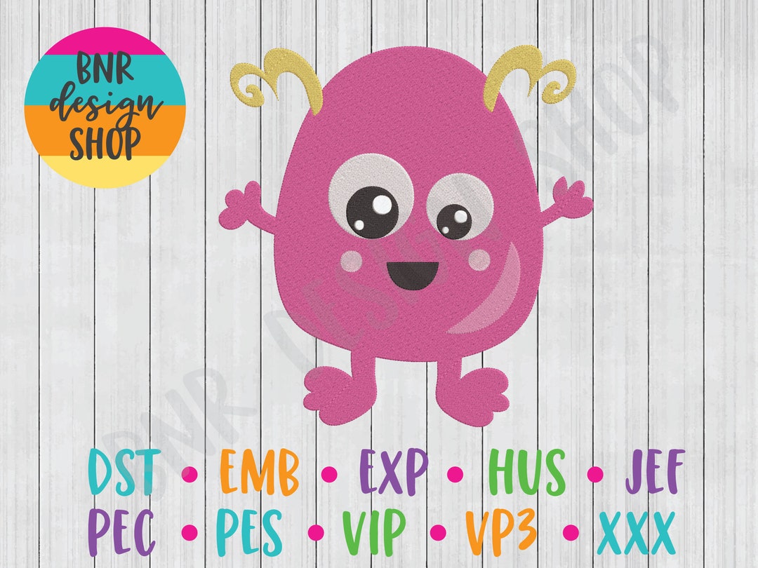 Monster Embroidery Design, 2 Sizes, Kids Machine Embroidery Design ...