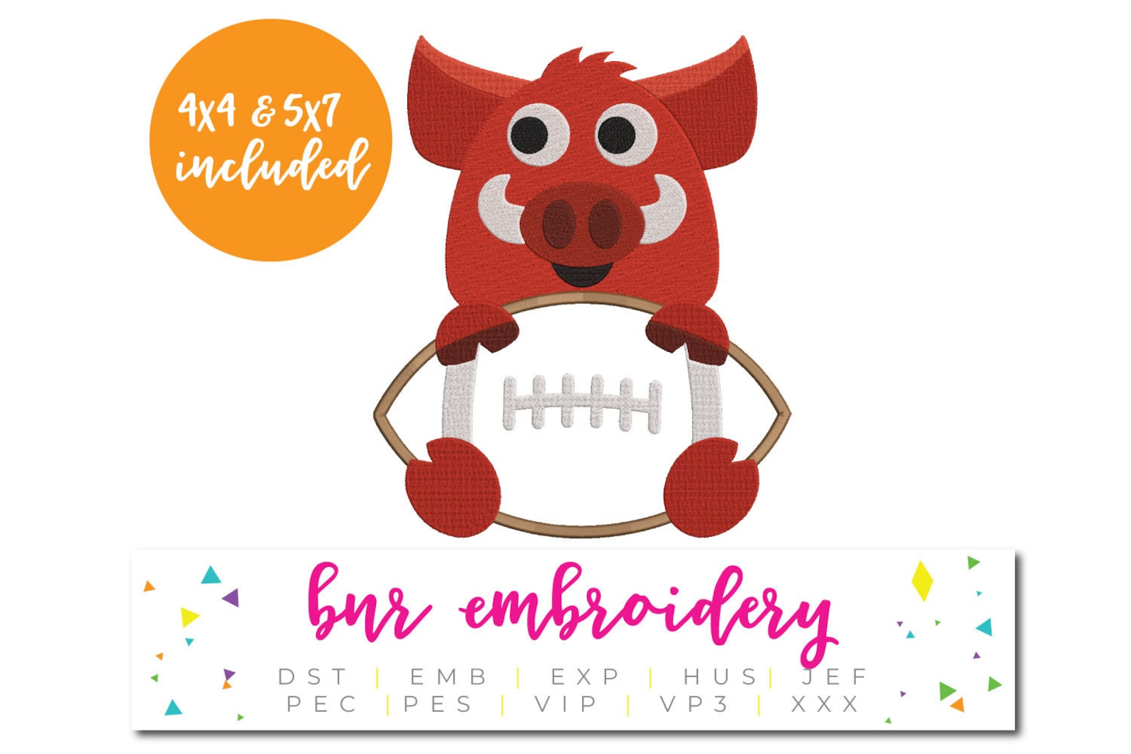 Razorback Applique Machine Embroidery, Football Embroidery Design ...