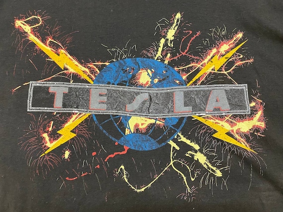 Vintage 1987 Tesla Mechanical Resonance Tour T-shirt - Gem