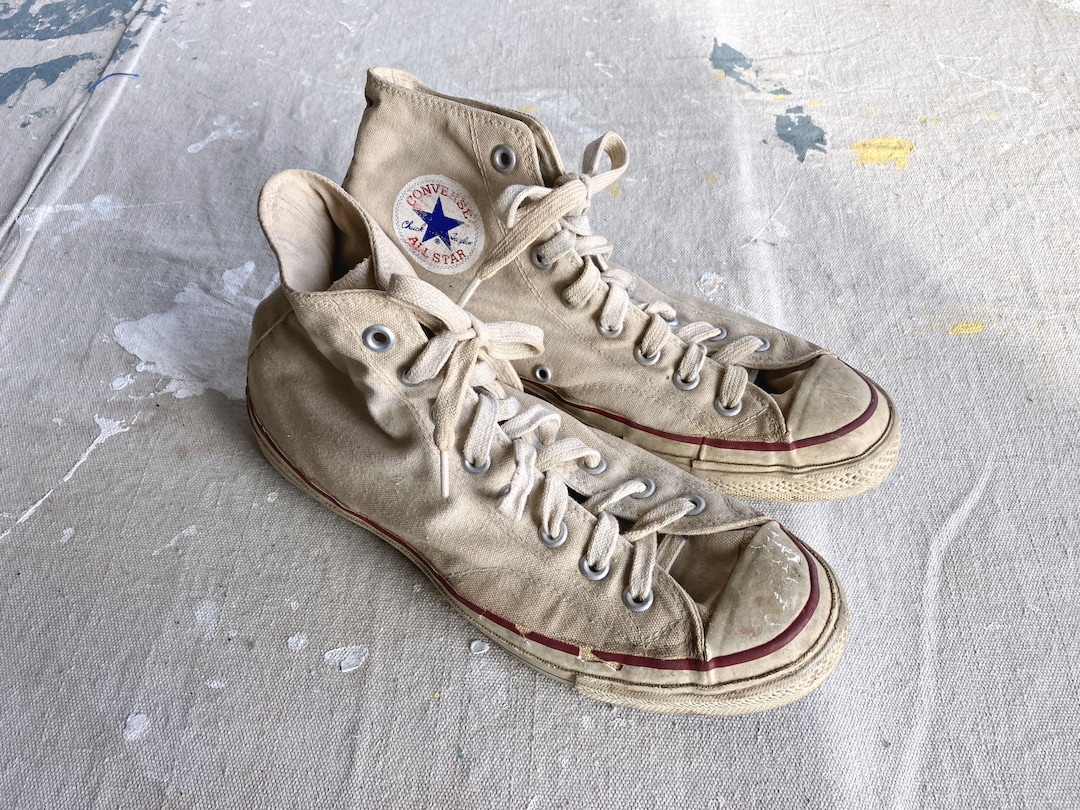 Men's 8.5 1960s Converse Chuck Taylors / White Canvas Basketball High ...