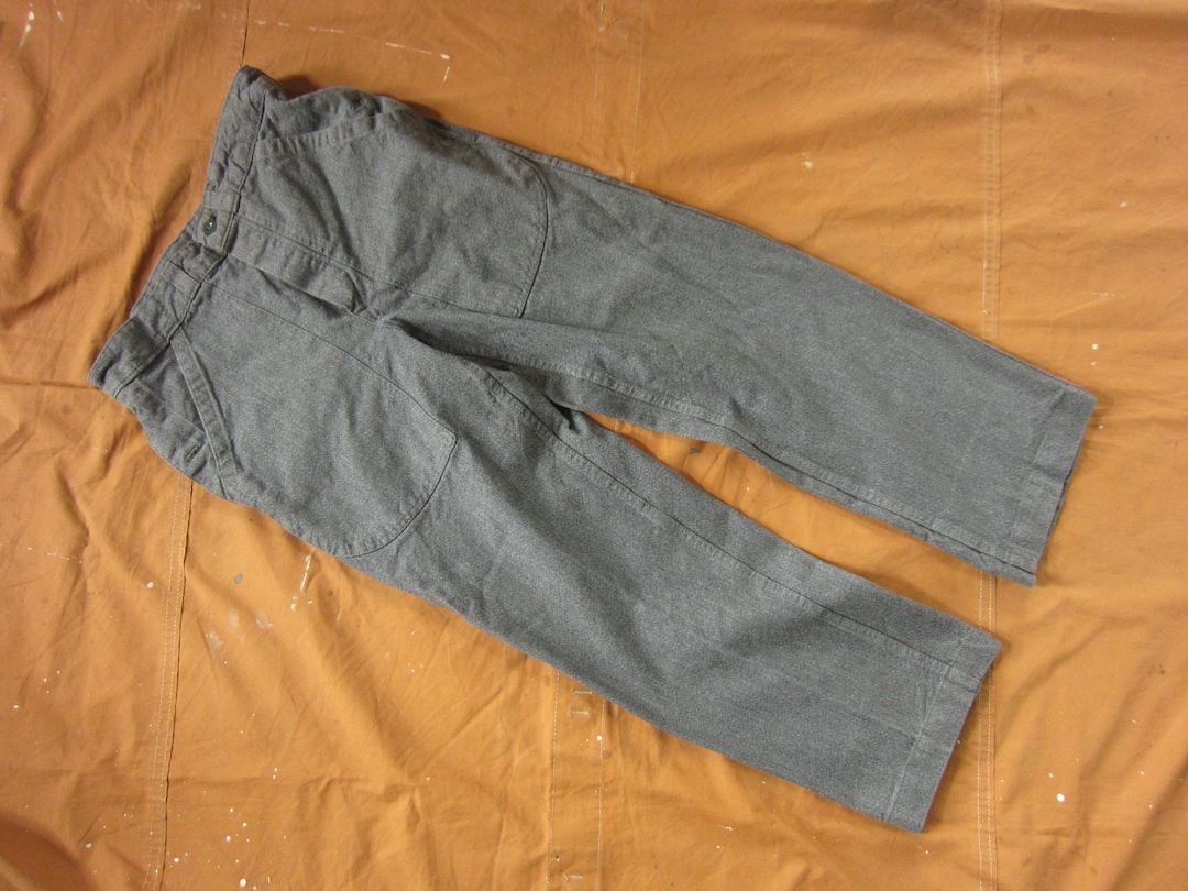 Medium / Large Salt & Pepper Denim Work Trousers / Wide Leg Jeans ...
