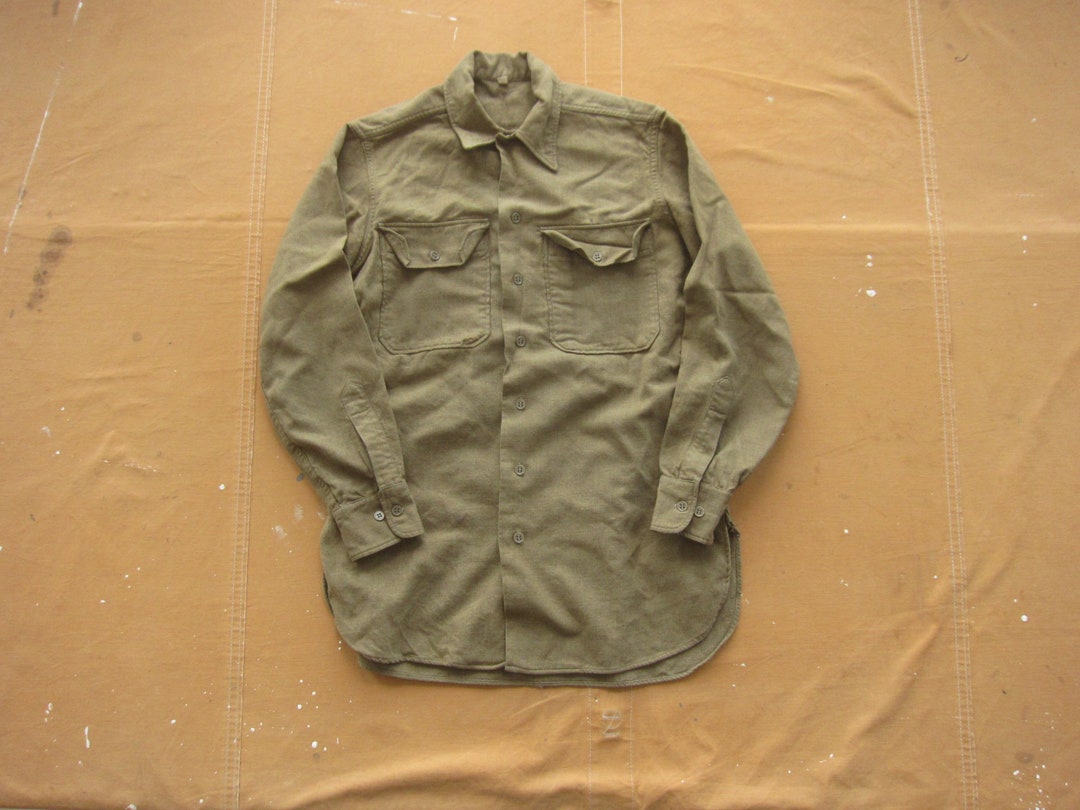 Small 40s / 50s US Army Wool Flannel Uniform Shirt / Button up Down ...