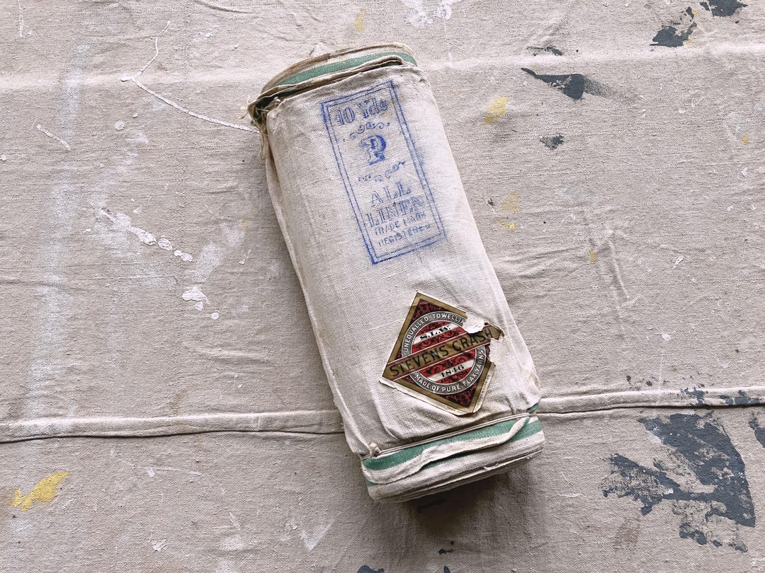 Antique Linen Fabric Full Bolt / Stevens Crash Flax Linen Towelling ...