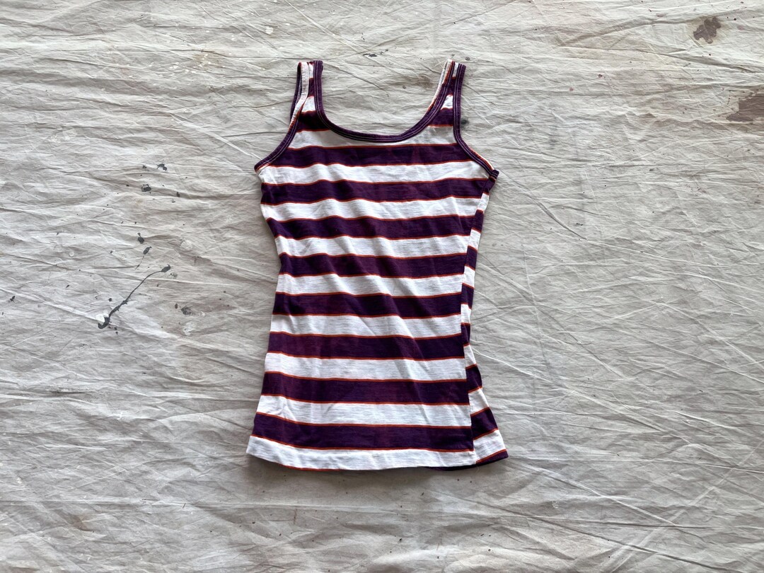 XS 70s Striped Tank Top / Sleeveless 1970s Muscle Shirt Stripes Small ...
