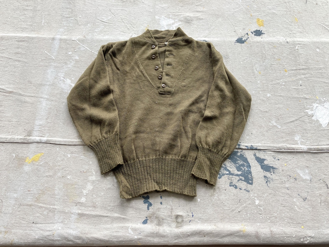 XS / Small 40s US Army High Neck Sweater / 1940s WW2 WWII Knitwear, 100 ...