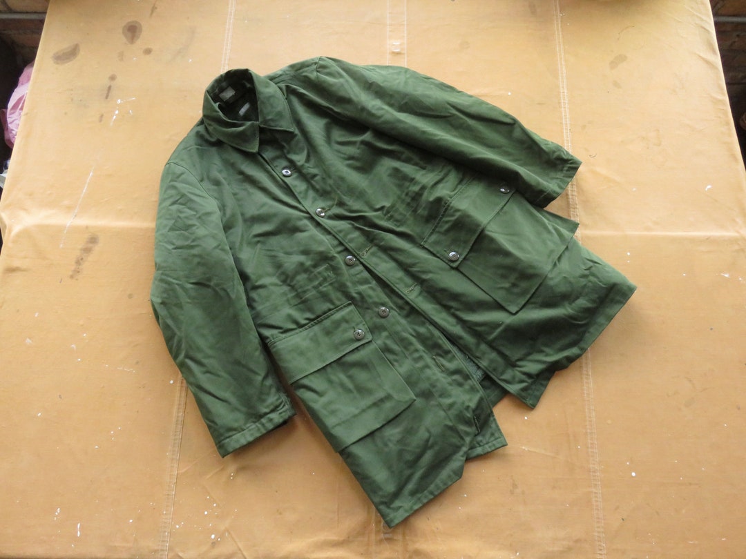 Large / XL Swedish Military Overcoat Parka / Fleece Faux Fur Sherpa ...