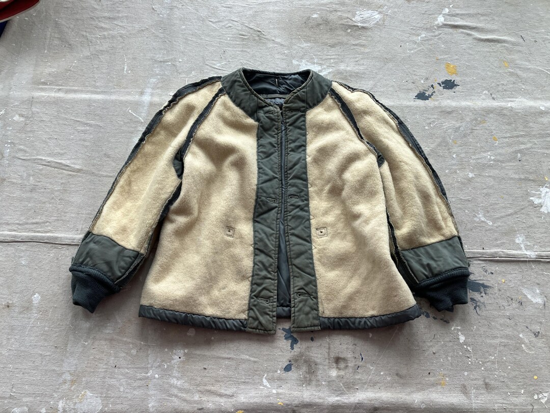 Small 50s US Air Force Fur Pile Liner Jacket / Thermal Wool Field ...