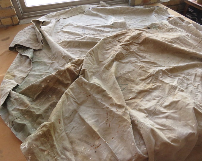 Vintage Painter's Canvas Tarp / 1950s 1960s Paint Splattered Tattered ...