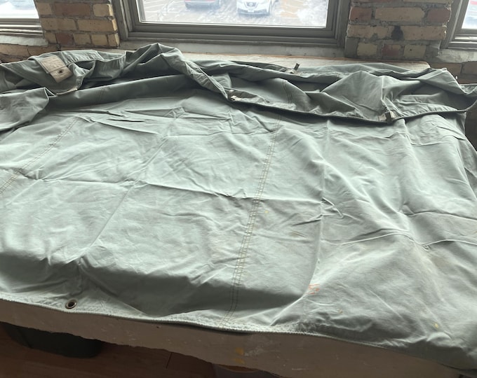 Vintage 50s / 60s Huge Green Canvas Industrial Curtain Tarp / Backdrop ...