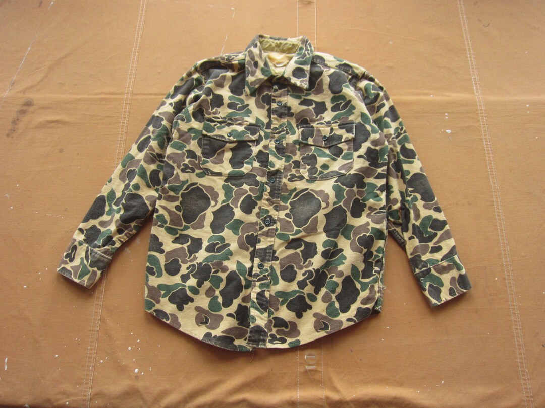 Medium 70s Cotton Chamois Flannel Shirt / Camouflage Camo Hunting Shirt ...