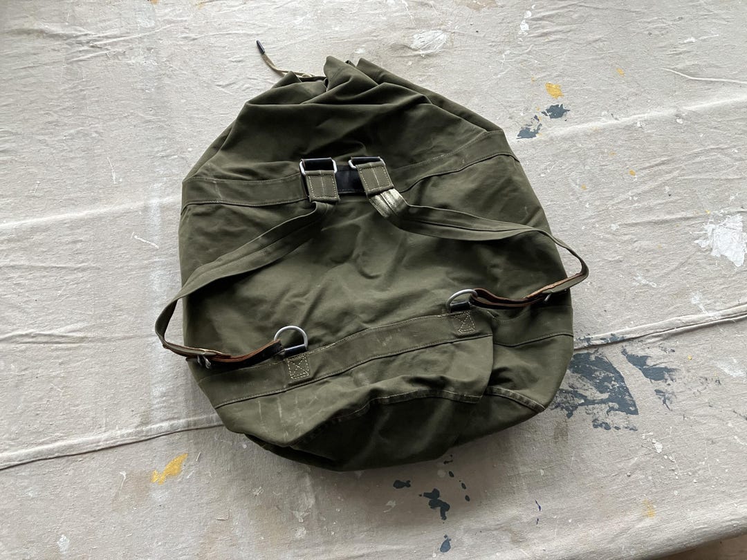 Vintage 60s German Canvas Military Backpack Duffel Bag / Huge Canvas ...